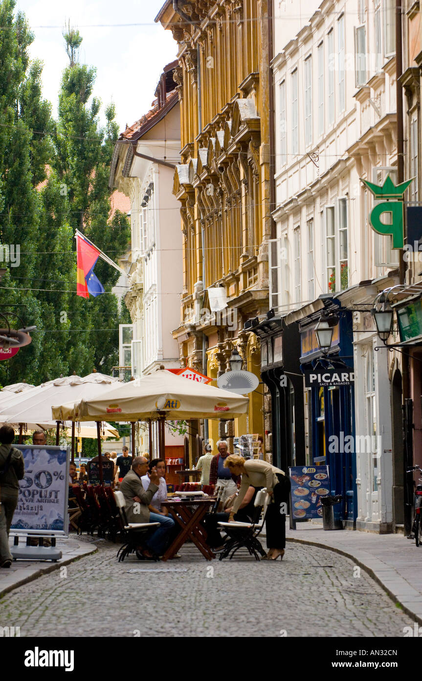 Pavement cafe on the Stari Trg Ljubljana Slovenia Europe Stock Photo ...