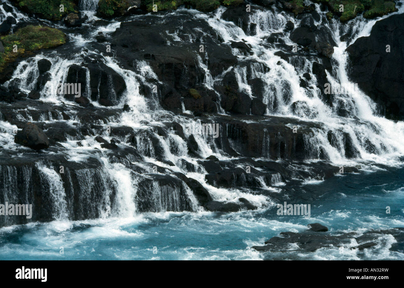 Iceland Glacial Waterfall Barnafoss Stock Photo - Alamy