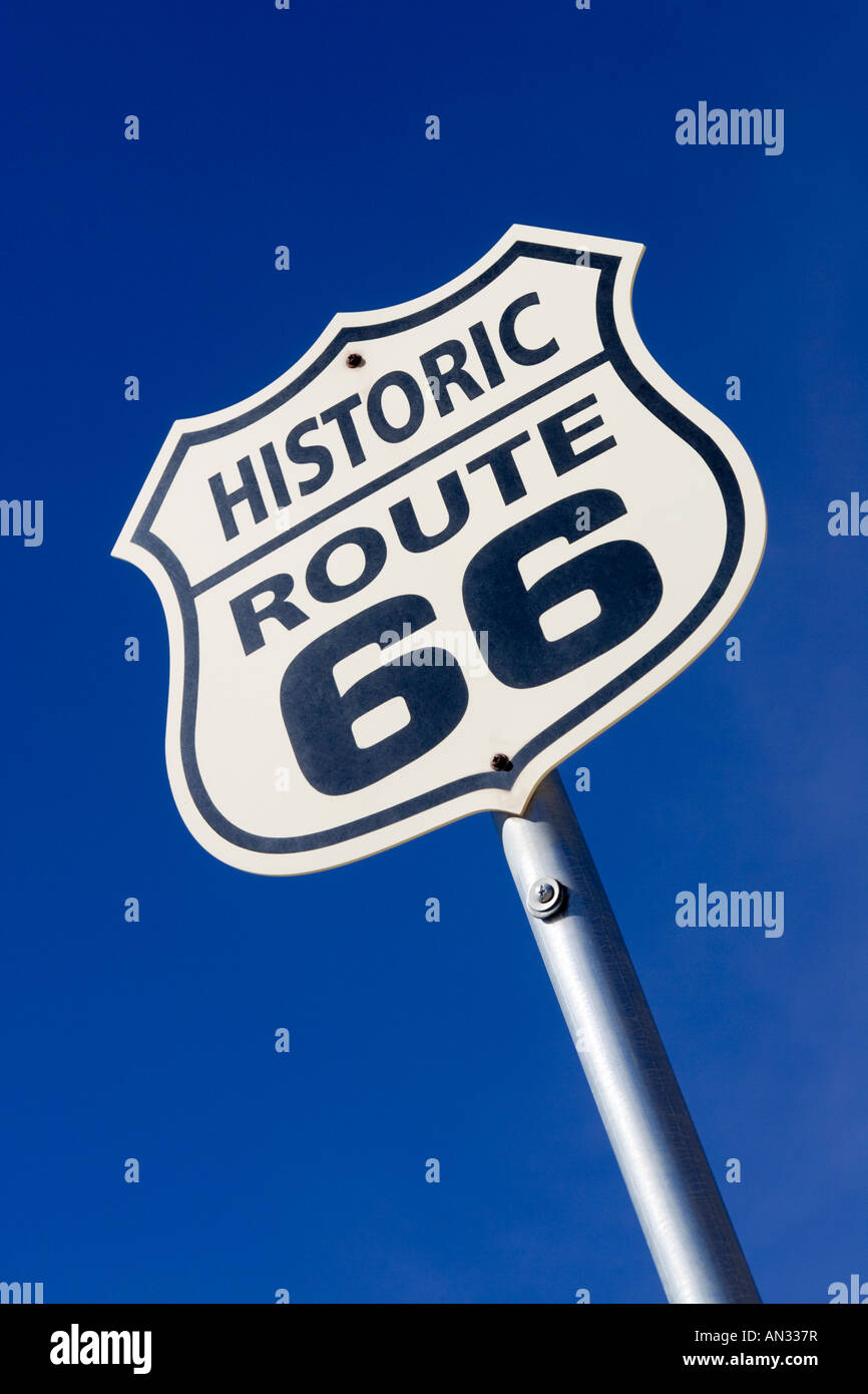 Historic Route 66 road sign outside of Ash Fork, Arizona Stock Photo ...