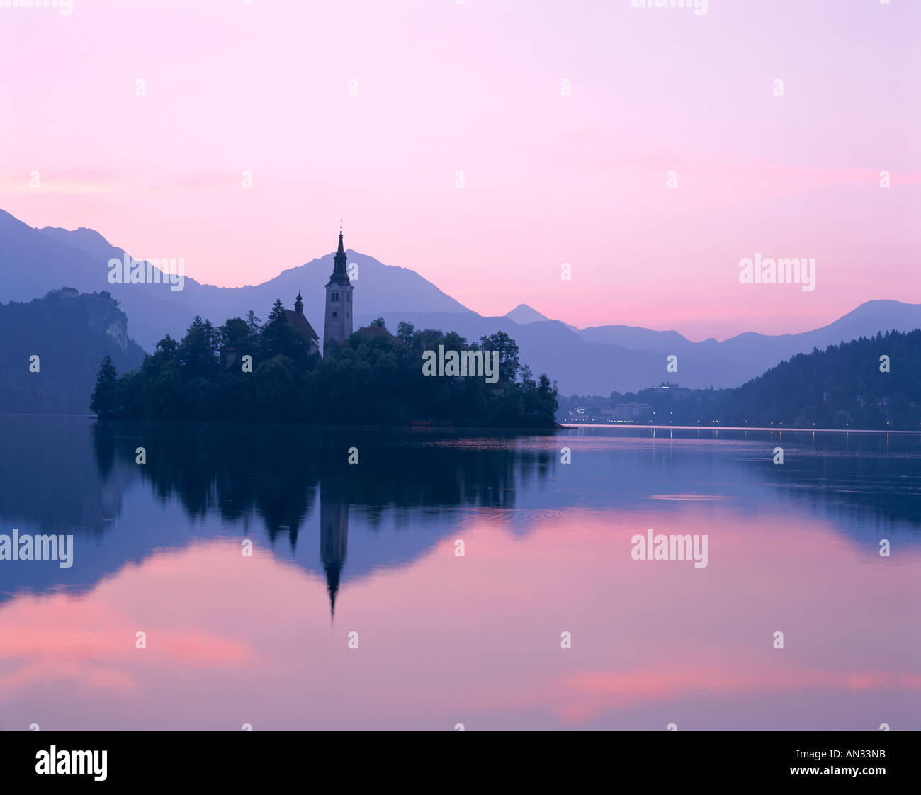Lake Bled / Dawn, Bled, Gorenjska Region, Slovenia Stock Photo - Alamy
