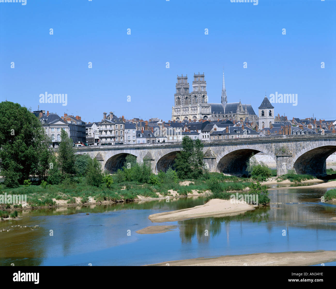 City Skyline & Loire River, Orleans, Loire Valley, France Stock Photo ...