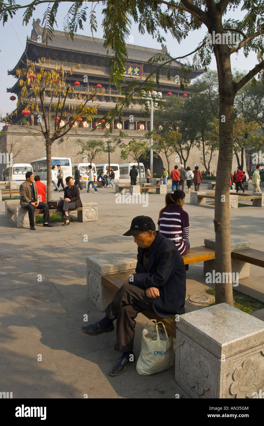 China Shaanxi Xian City Center Muslem quarter Drum Tower view through ...