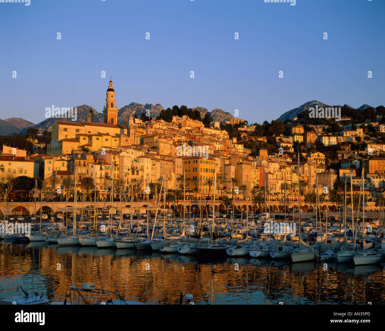 Town Skyline & Harbour, Menton, Cote d'Azur, France Stock Photo - Alamy
