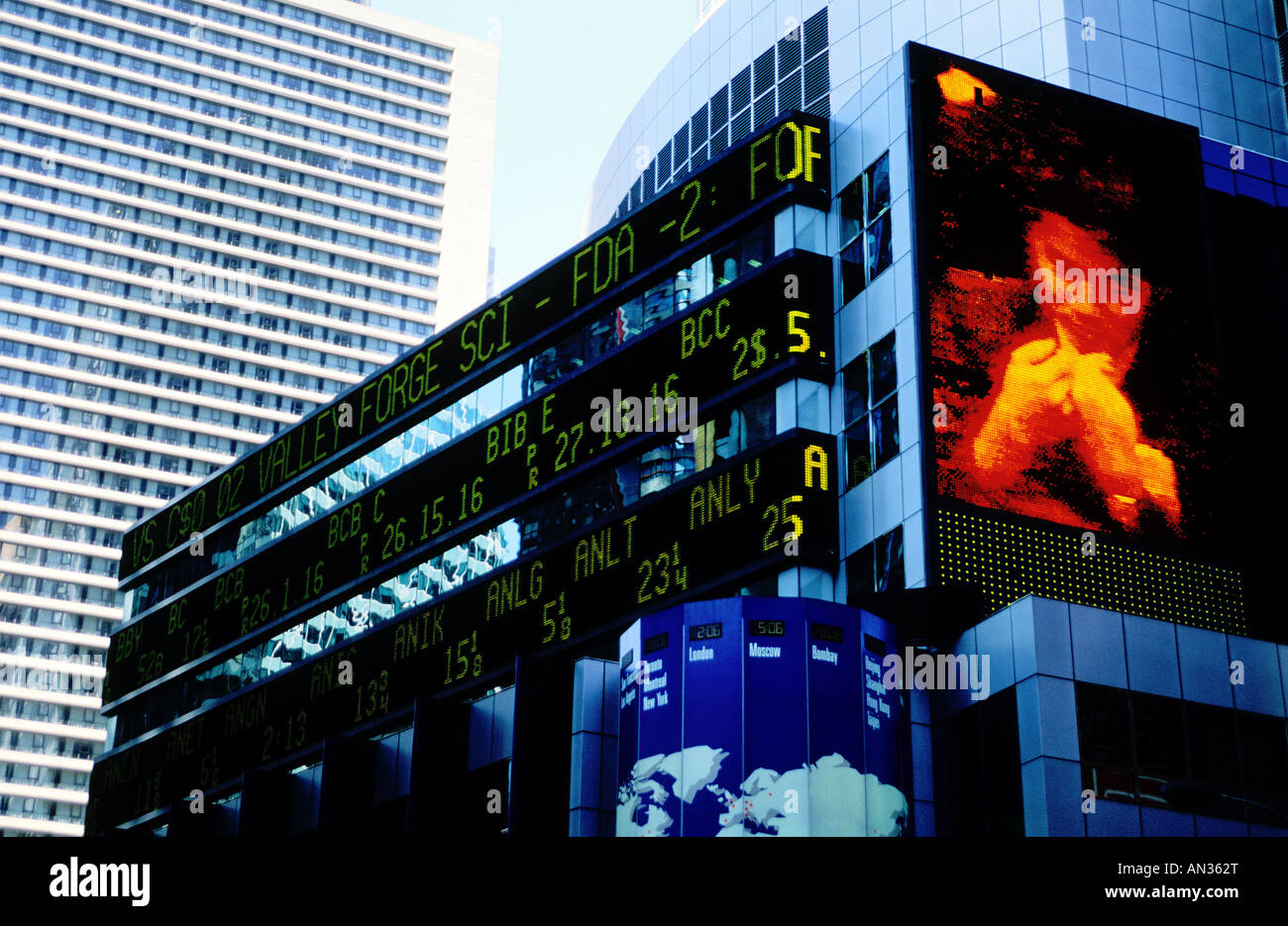 stock market display on building in manhattan new york usa Stock Photo ...