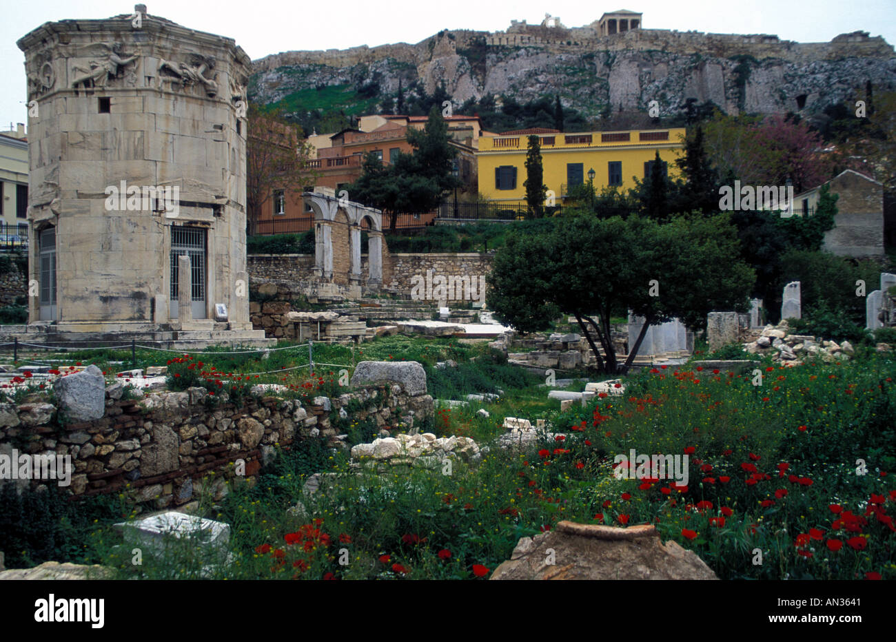 Ancient Roman Agora Plaka Stock Photo - Alamy