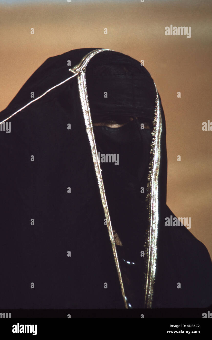 Saudi Arabia, Empty Quarter. Al Murrah Bedouin woman wearing ...