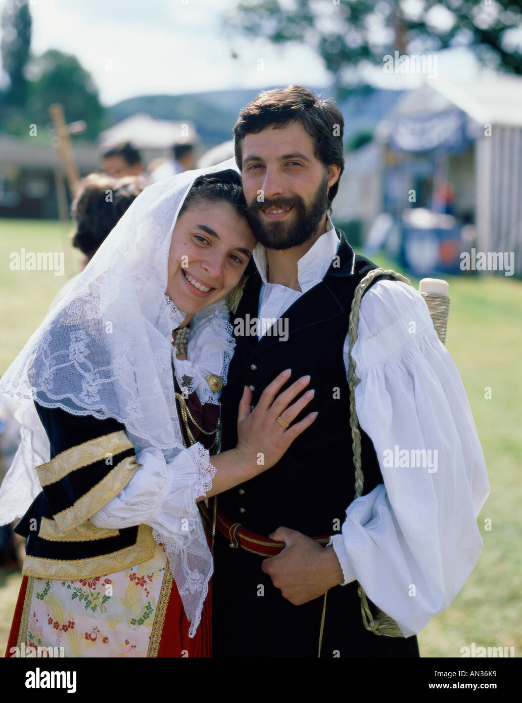Couple / Man & Woman Dressed in Traditional Regional Costume, Sardinia ...