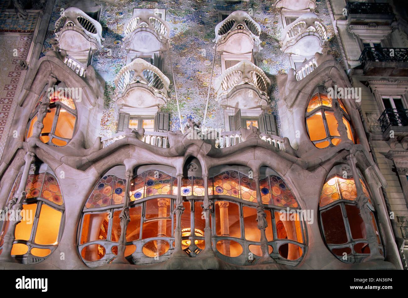 Casa Batllo / Night View / by Antoni Gaudi, Barcelona, Catalonia, Spain ...