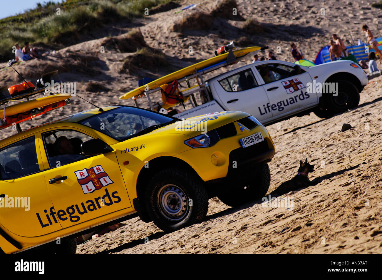 Lifeguards on duty at Newquay beach in Cornwall England Stock Photo - Alamy