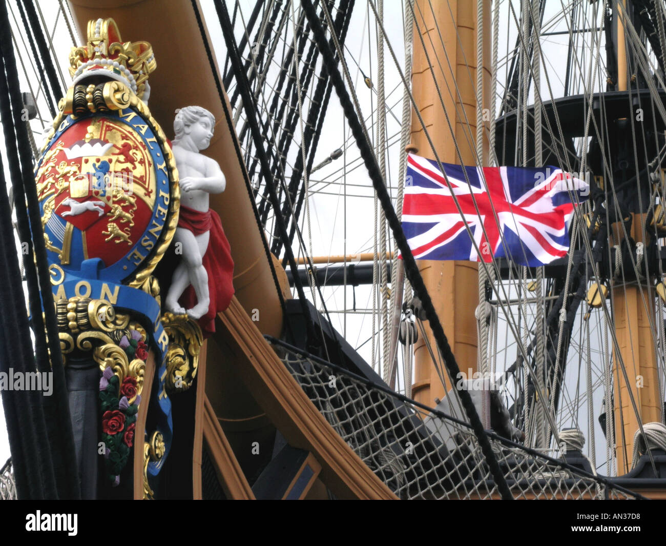 day HMS Victory and Union Jack England Britain United Kingdom UK Stock ...