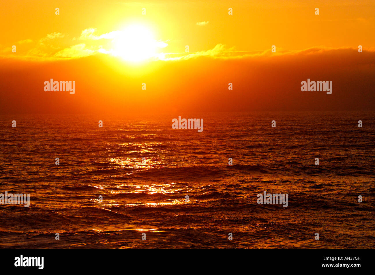 Golden sunset over the sea Stock Photo - Alamy