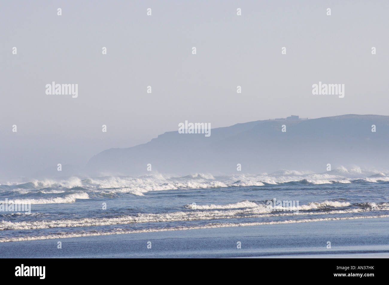 Rolling surf on Perranporth beach in Cornwall England Stock Photo - Alamy
