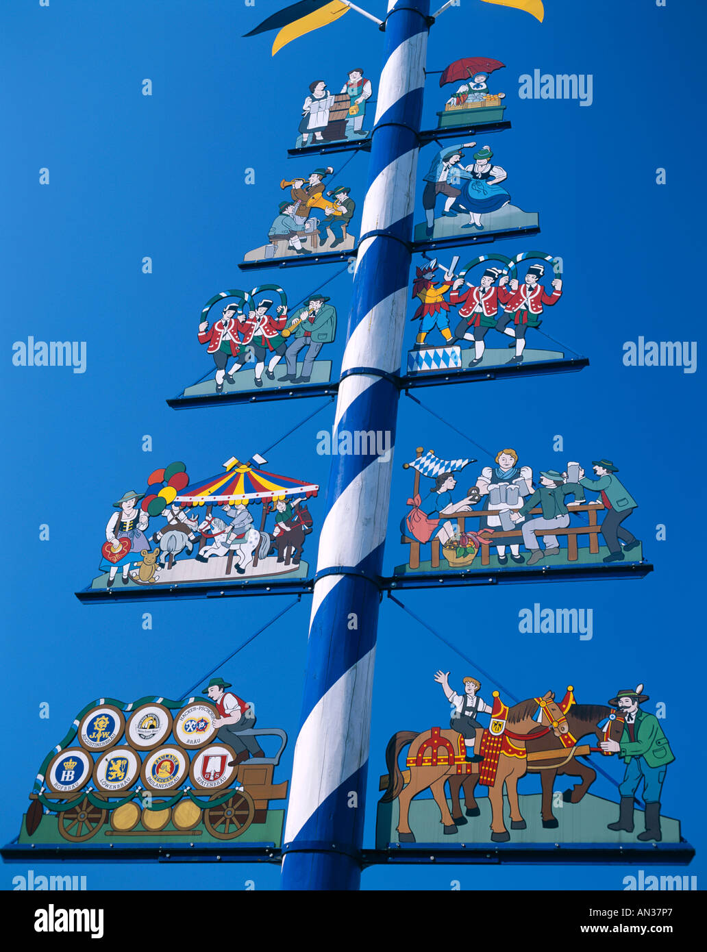 Maypole in the Viktualienmarkt, Munich, Bavaria, Germany Stock Photo ...