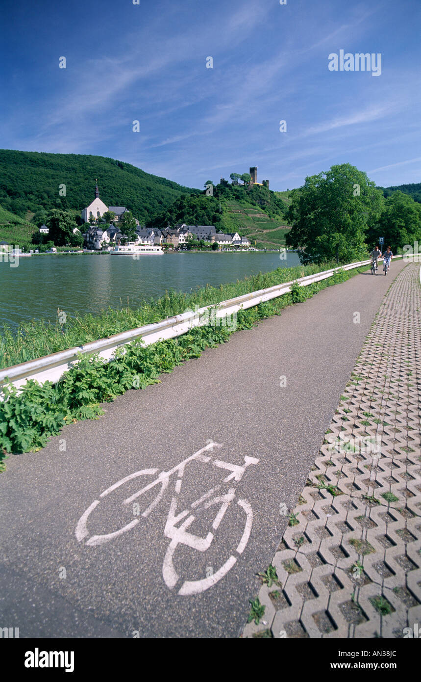 Bicycle Path & Two Cyclists, Beilstein, Rhineland / Mosel Valley ...