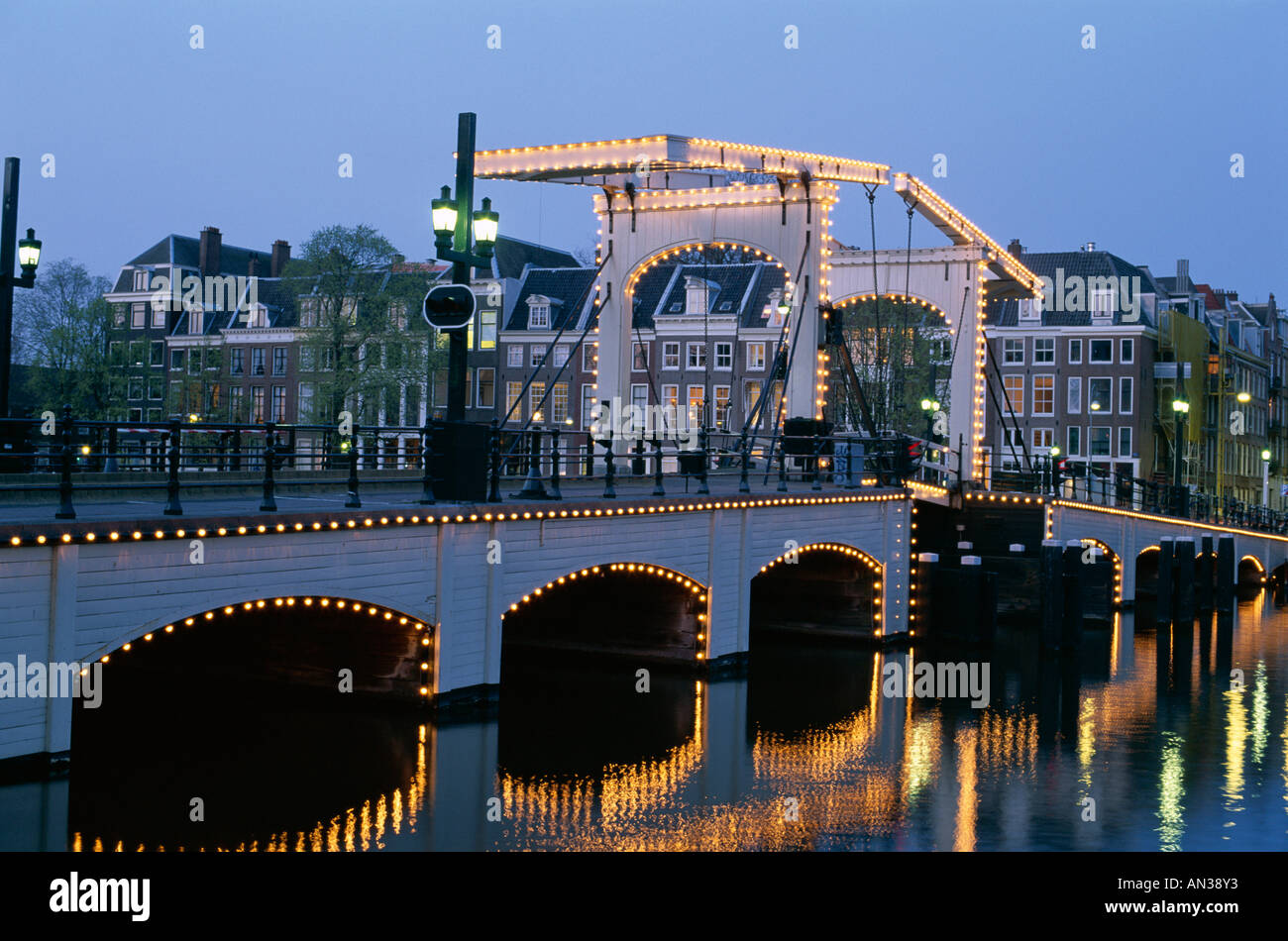 Magere Brug / Night View, Amsterdam, Holland (Netherlands Stock Photo ...