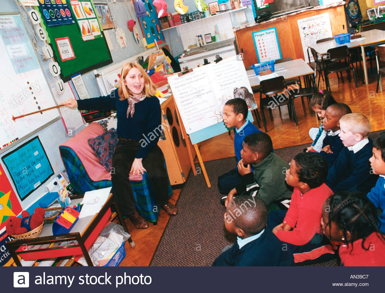 Teacher Pointing Children Sitting On Stock Photos & Teacher Pointing ...