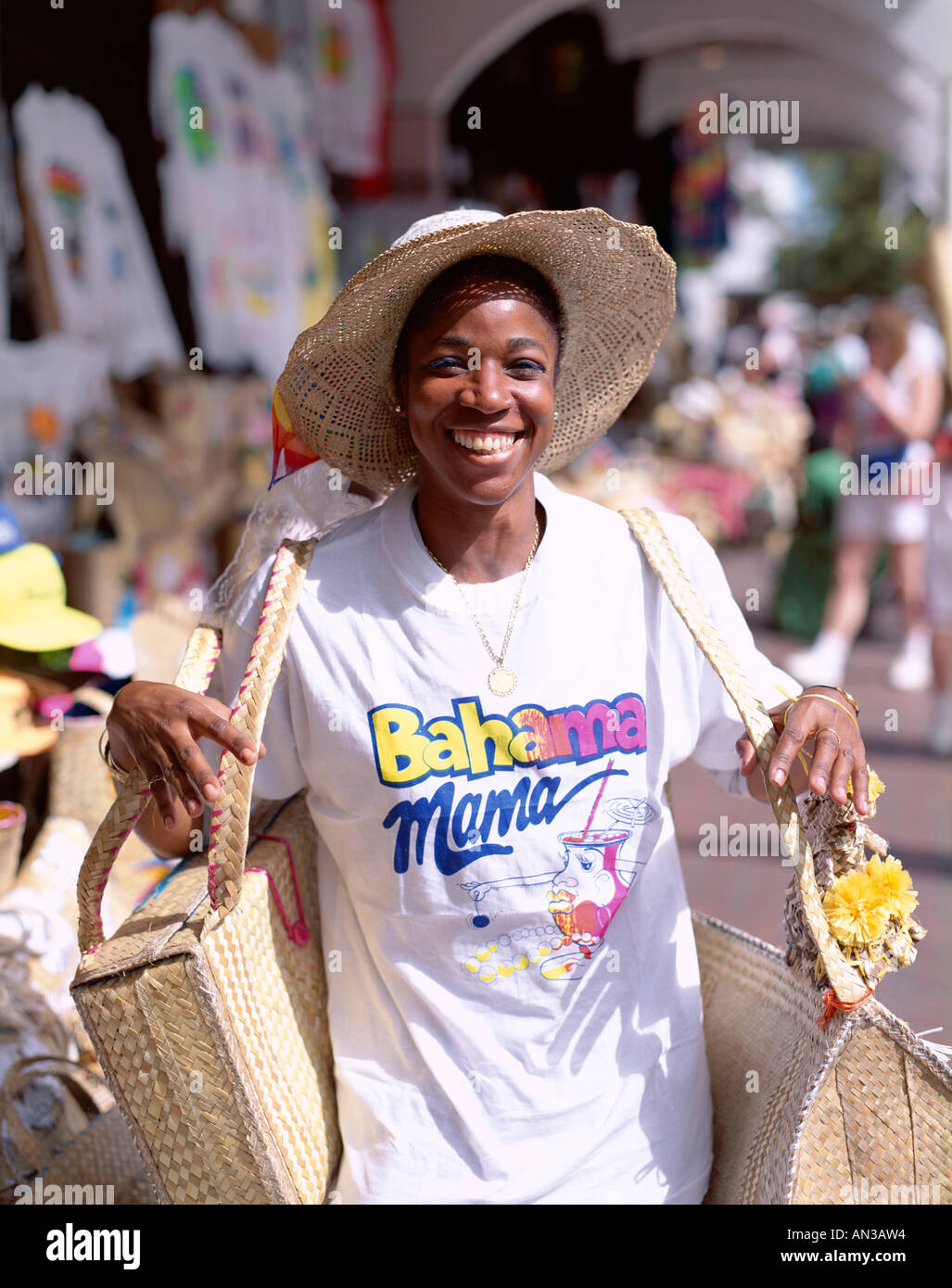 Straw Market / Caribbean Woman, Nassau, Bahamas, Caribbean Islands ...