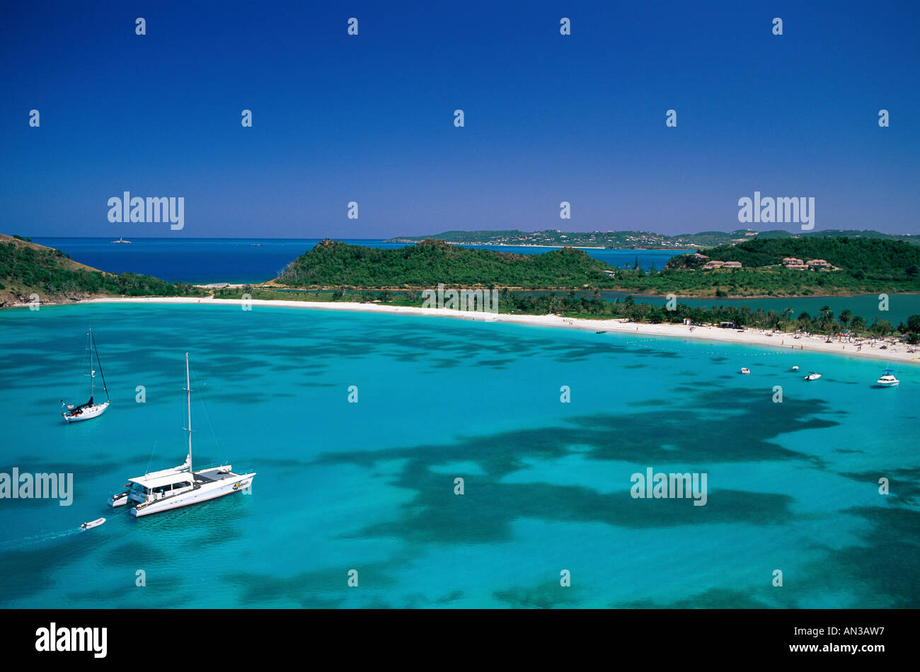 Deep Bay / Beach & Yachts / Blue Water, Antigua, Caribbean Islands ...