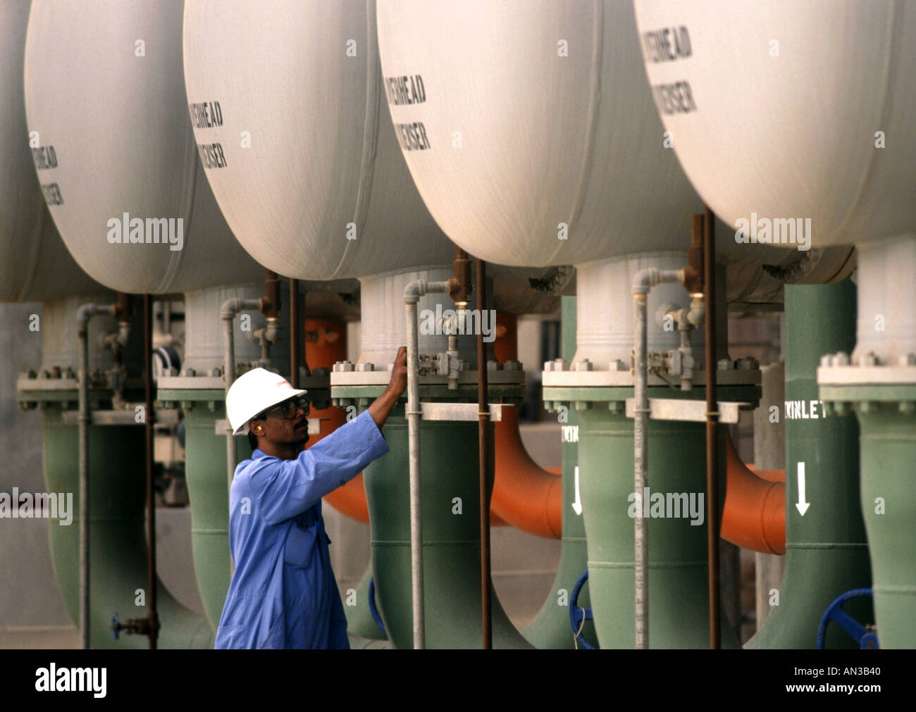 Methane strorage tanks at Ibn Sina refinery Jubail Saudi Arabia Stock ...
