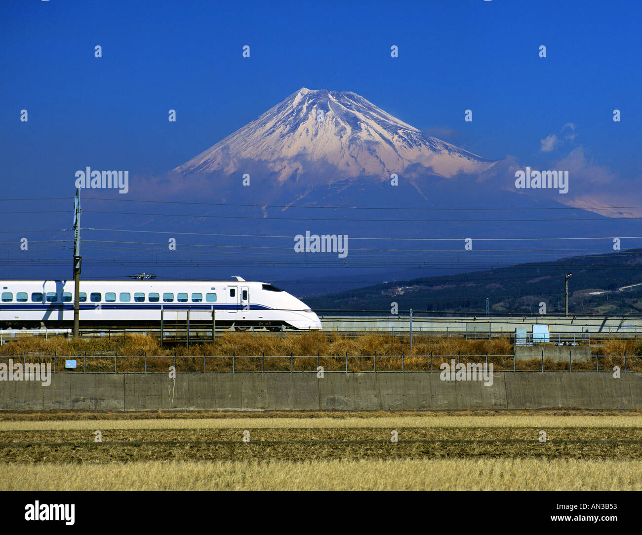 The Shinkansen Bullet Train with Mount Fuji Shizuoka Japan Stock Photo - Alamy
