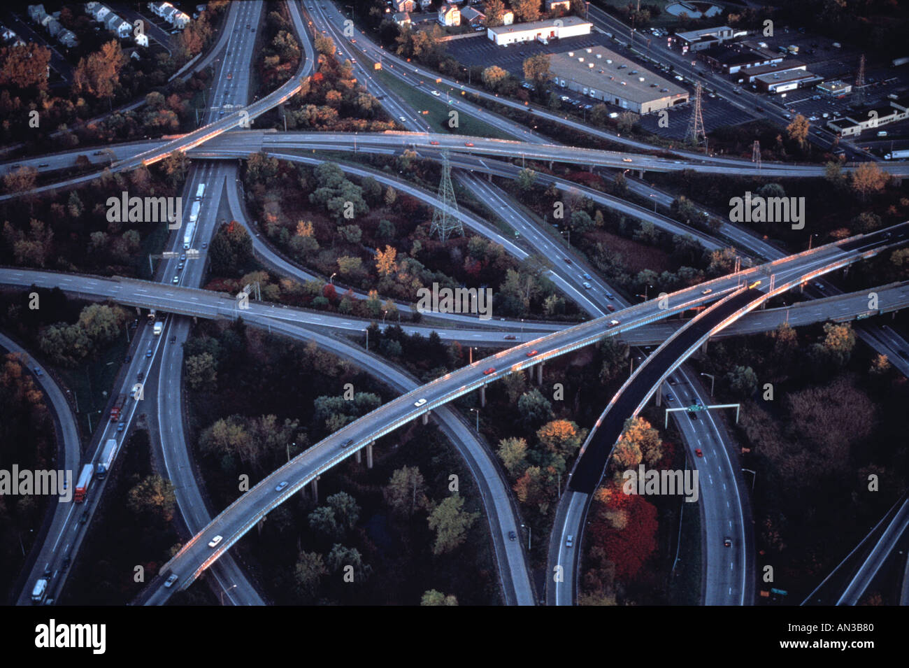 Aerial view of multiple highway interchanges Albany New York USA Stock ...