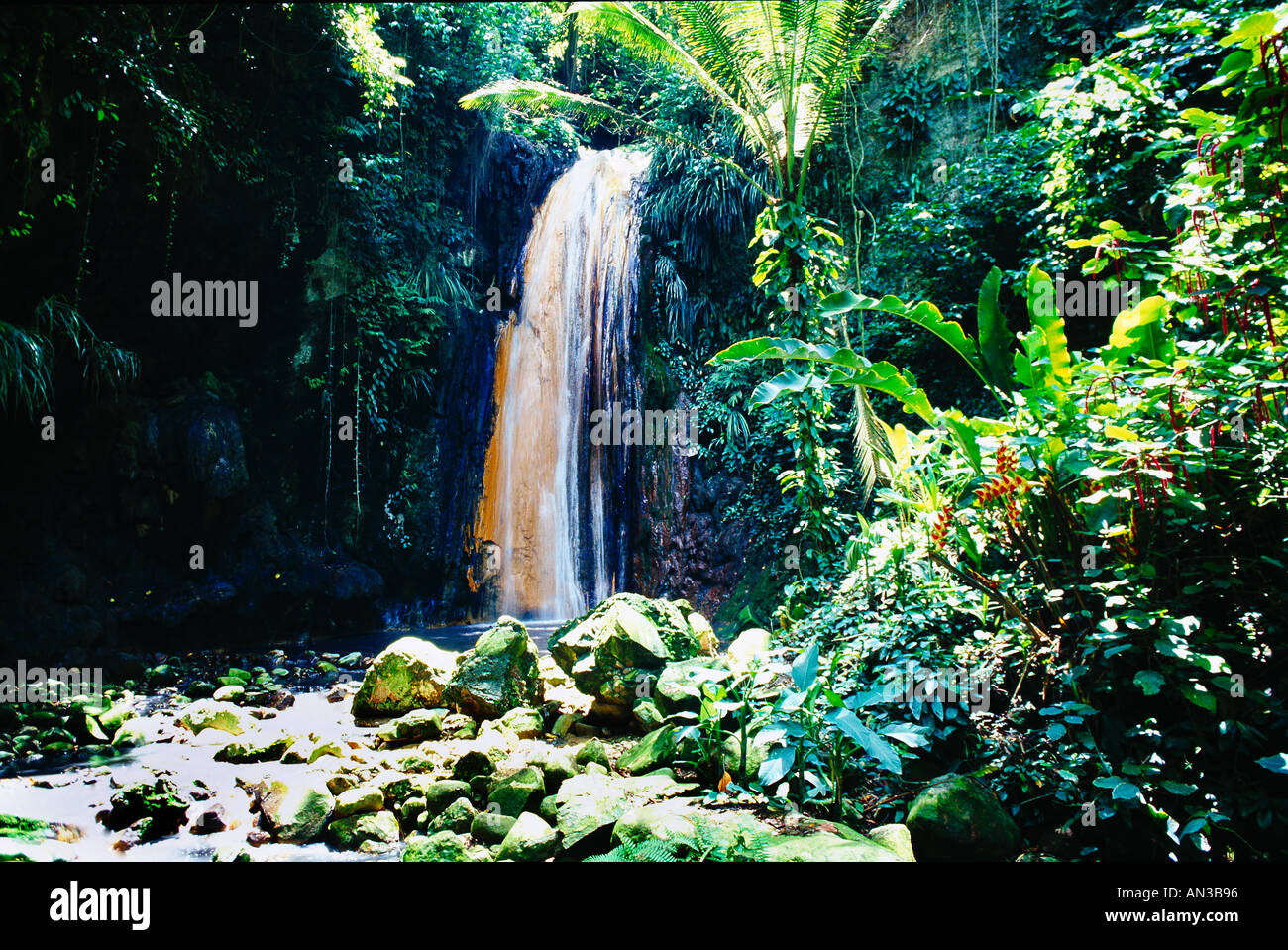 Diamond River Falls St Lucia Stock Photo - Alamy