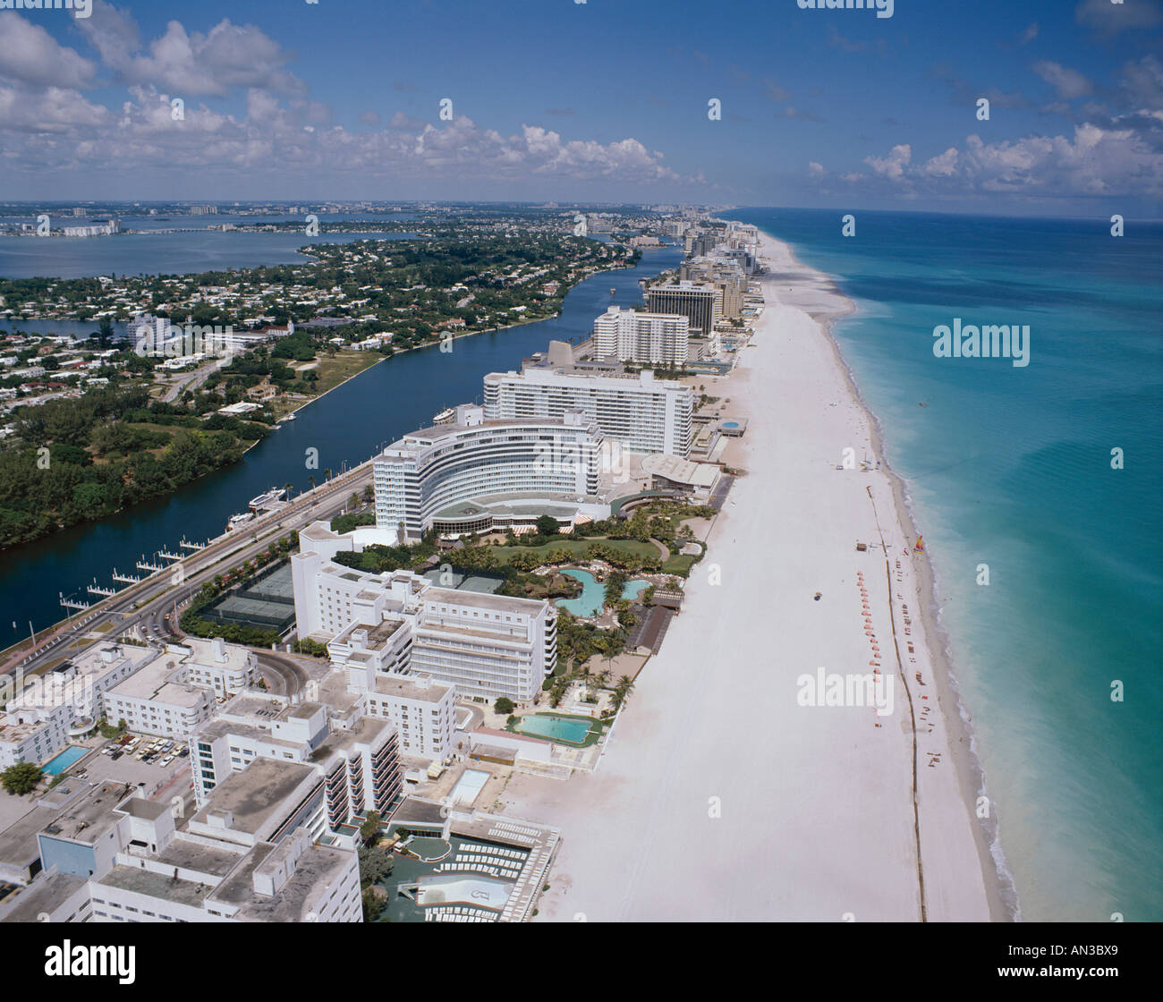 Miami Beach & City Skyline / Aerial View, Miami, Florida, USA Stock ...
