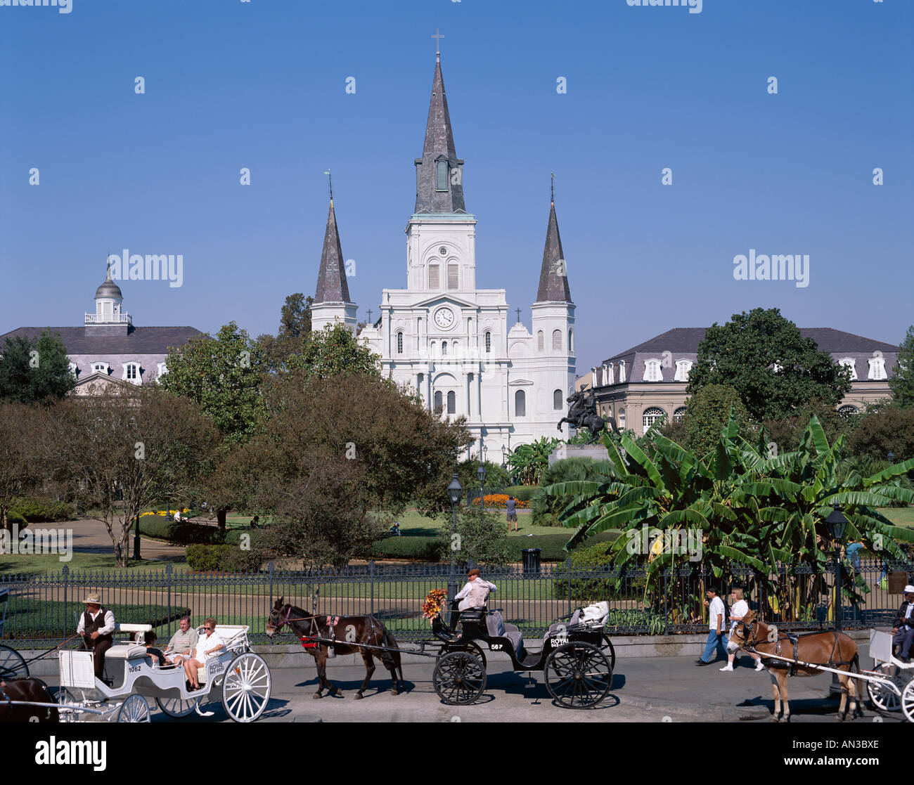 Jackson Square / St.Louis Cathedral with Horse & Carriage, New Orleans ...