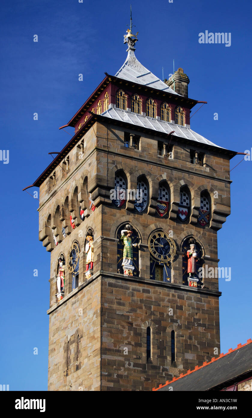 Cardiff Castle Clock tower Stock Photo - Alamy