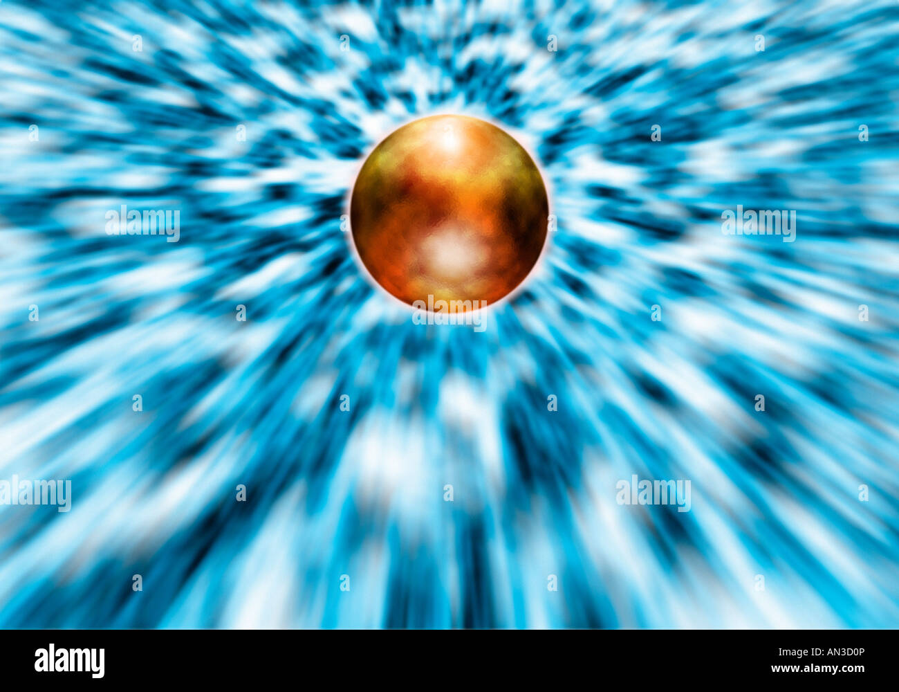 Digital illustration simulating a ball moving towards a vortex Stock ...