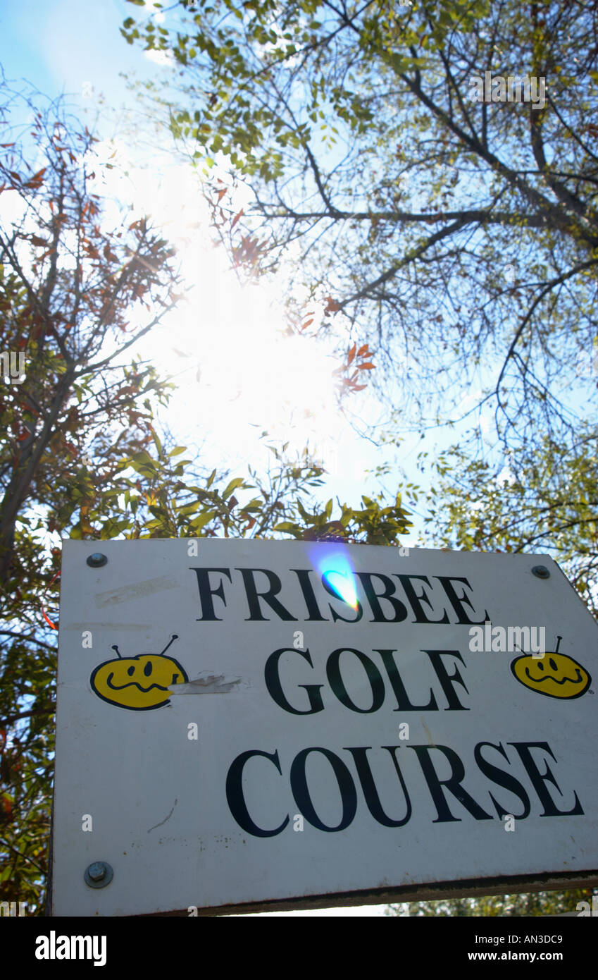 Sign for frisbee golf course Stock Photo - Alamy