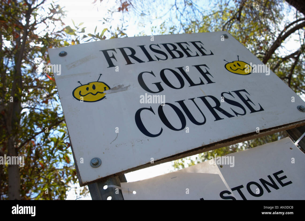Sign for frisbee golf course Stock Photo - Alamy