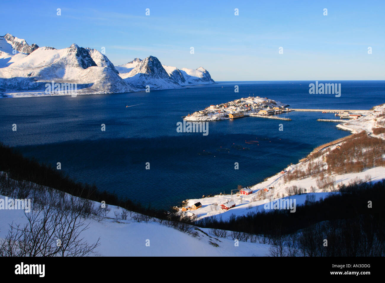 Husøy husoy fishing village small island senja coastal norway winter ...