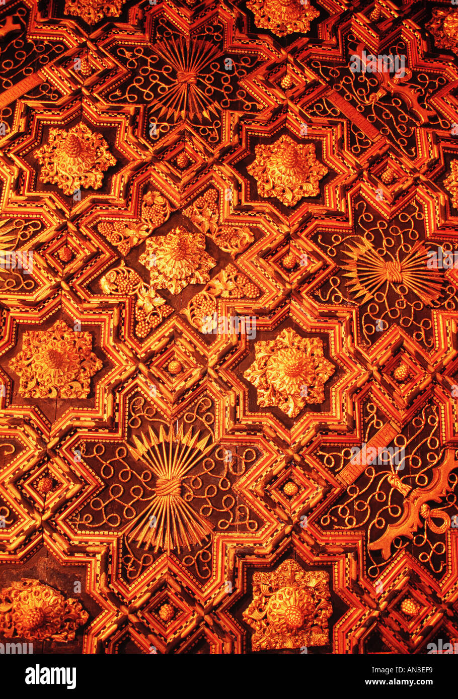 Spain Zaragoza Mudejar style ceiling at the Aljaferia Palace Stock ...