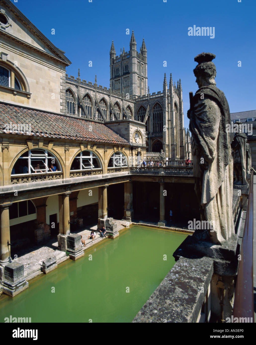Roman Baths & Bath Abbey, Bath, Somerset, England Stock Photo - Alamy