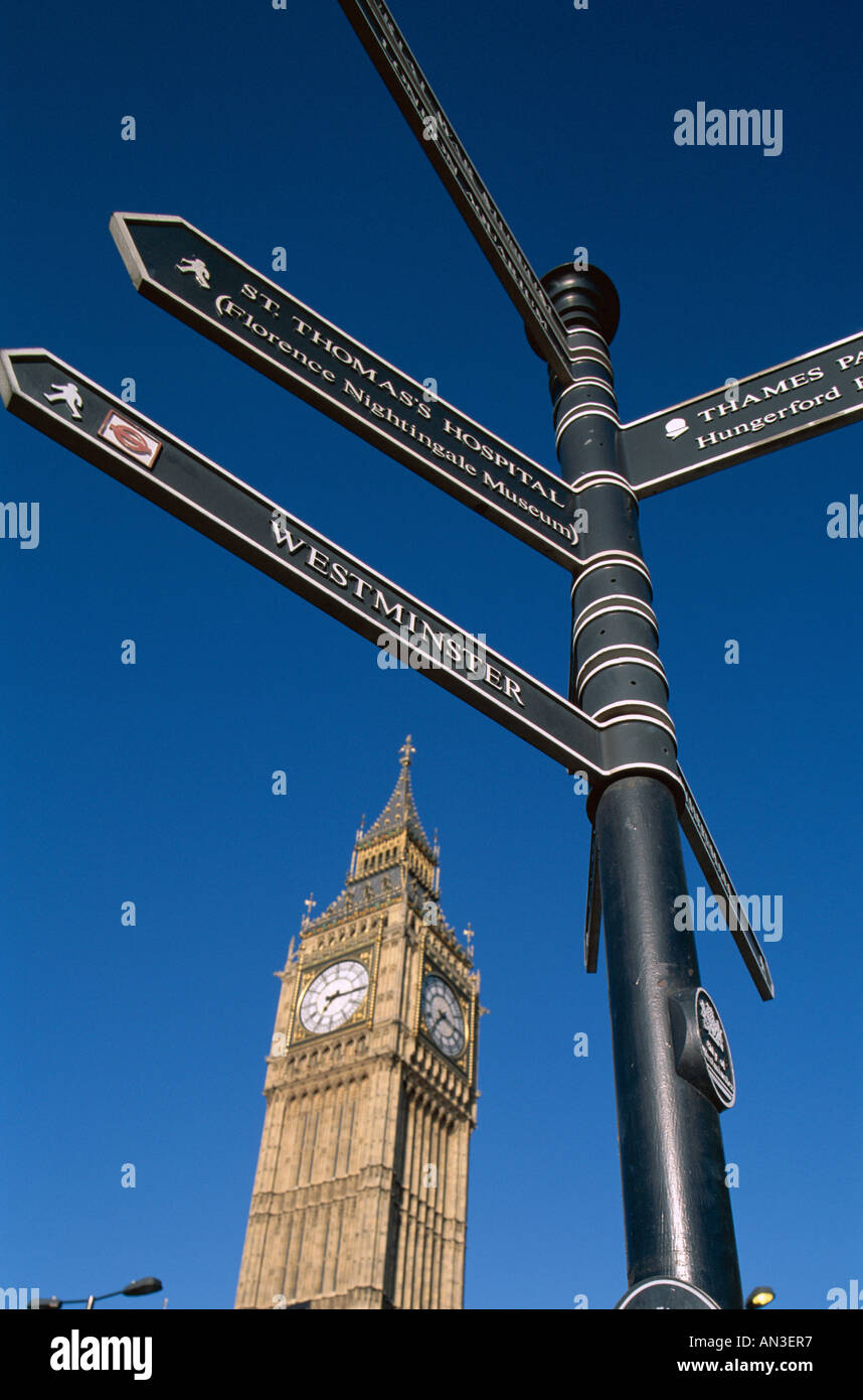 Big Ben & Sign Post, London, England Stock Photo - Alamy
