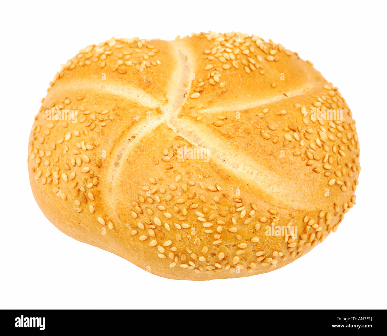 Bread roll with sesame isolated over white background Stock Photo - Alamy