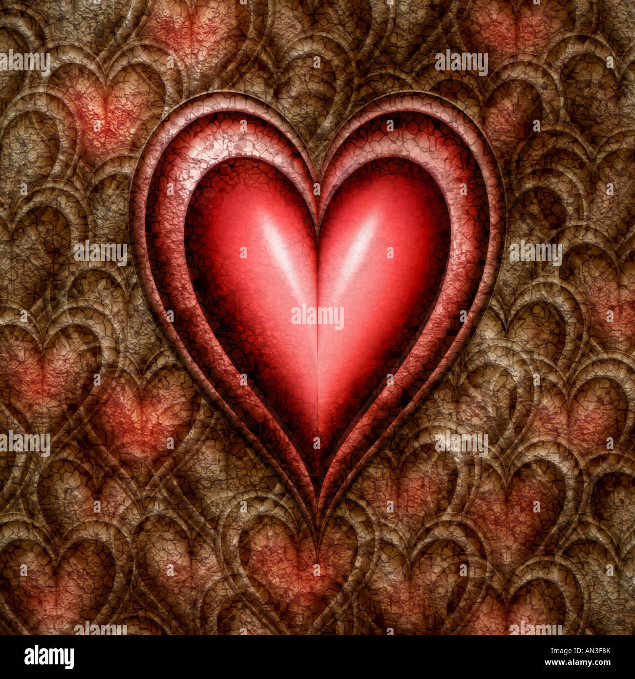 red hearts emerging from those of stone with the big red on already ...