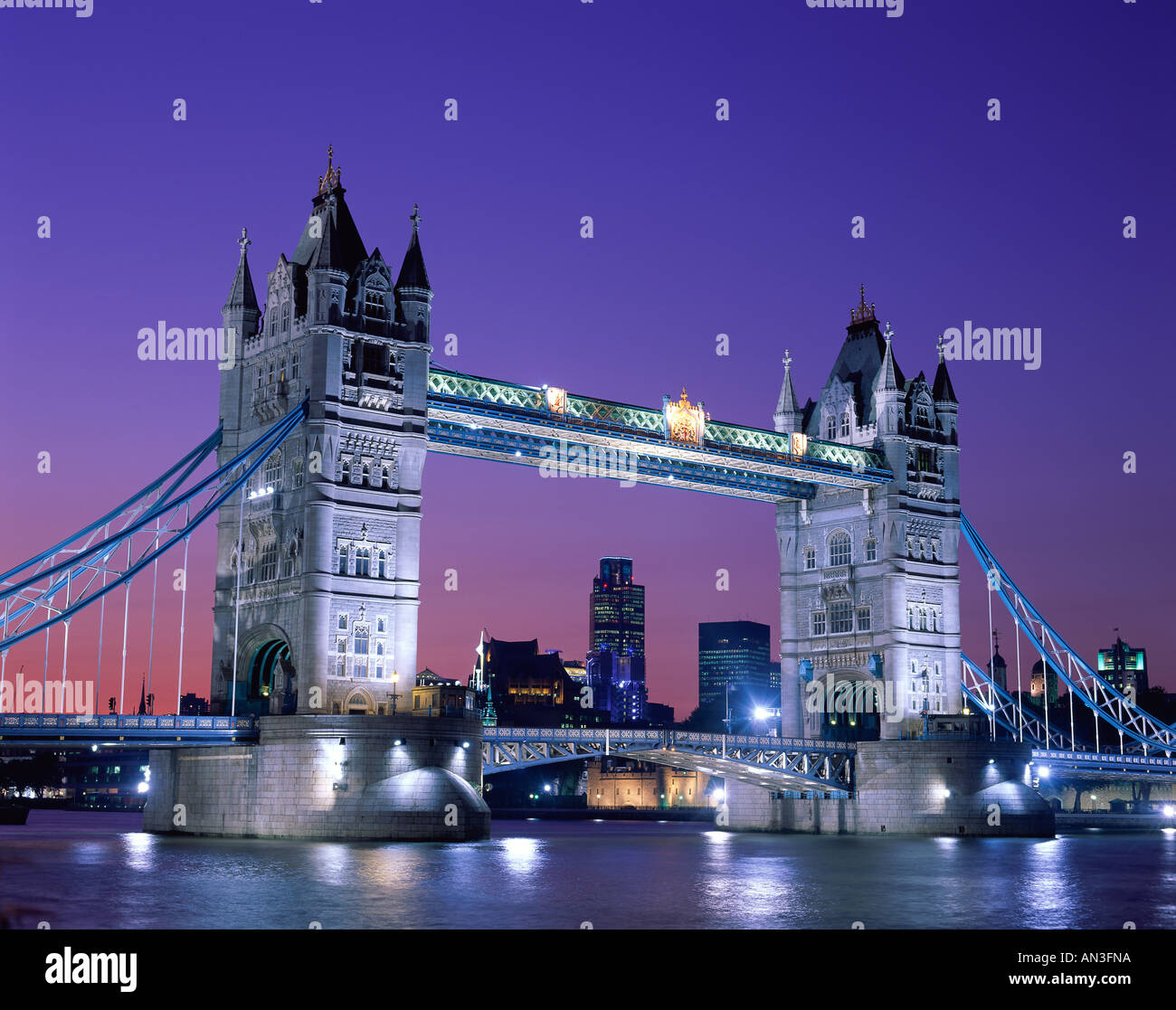 Tower Bridge & Thames River / Night View, London, England Stock Photo ...