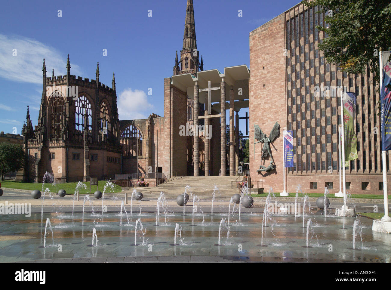 The Old and New Coventry Cathedral Coventry West Midlands England Stock ...