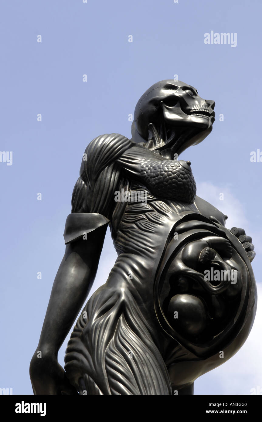 Virgin mother Damien Hirst statue revealing insides pregnant woman ...