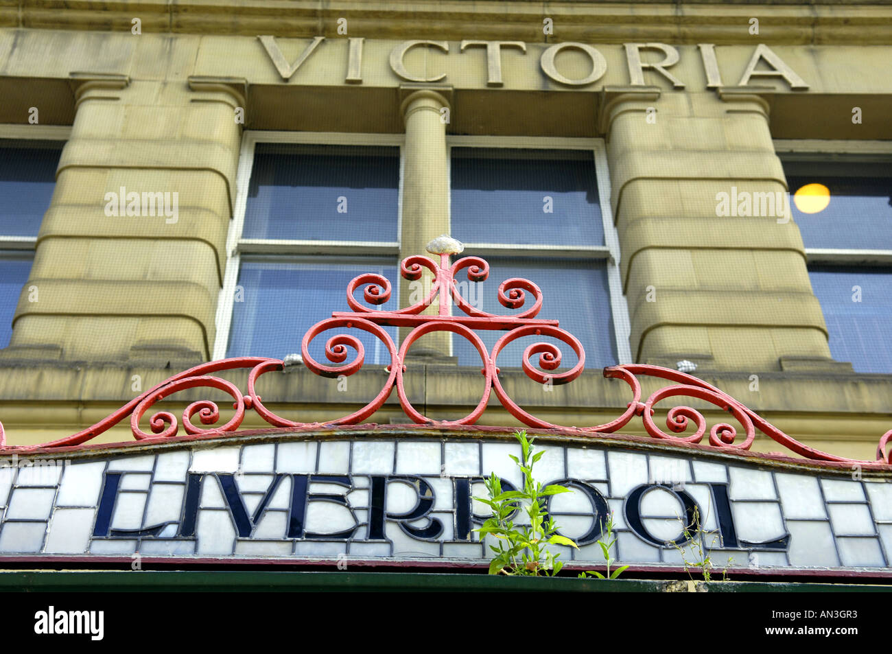 liverpool victoria railway station old fashioned trains sign details ...
