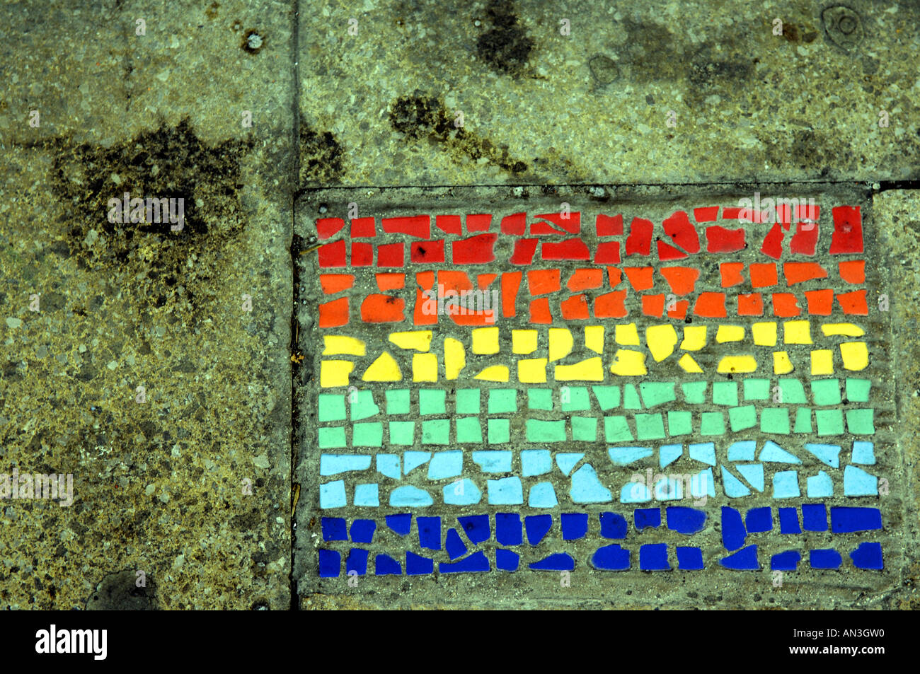 rainbow mosaic pavement colourful pop culture manchester pattern style ...