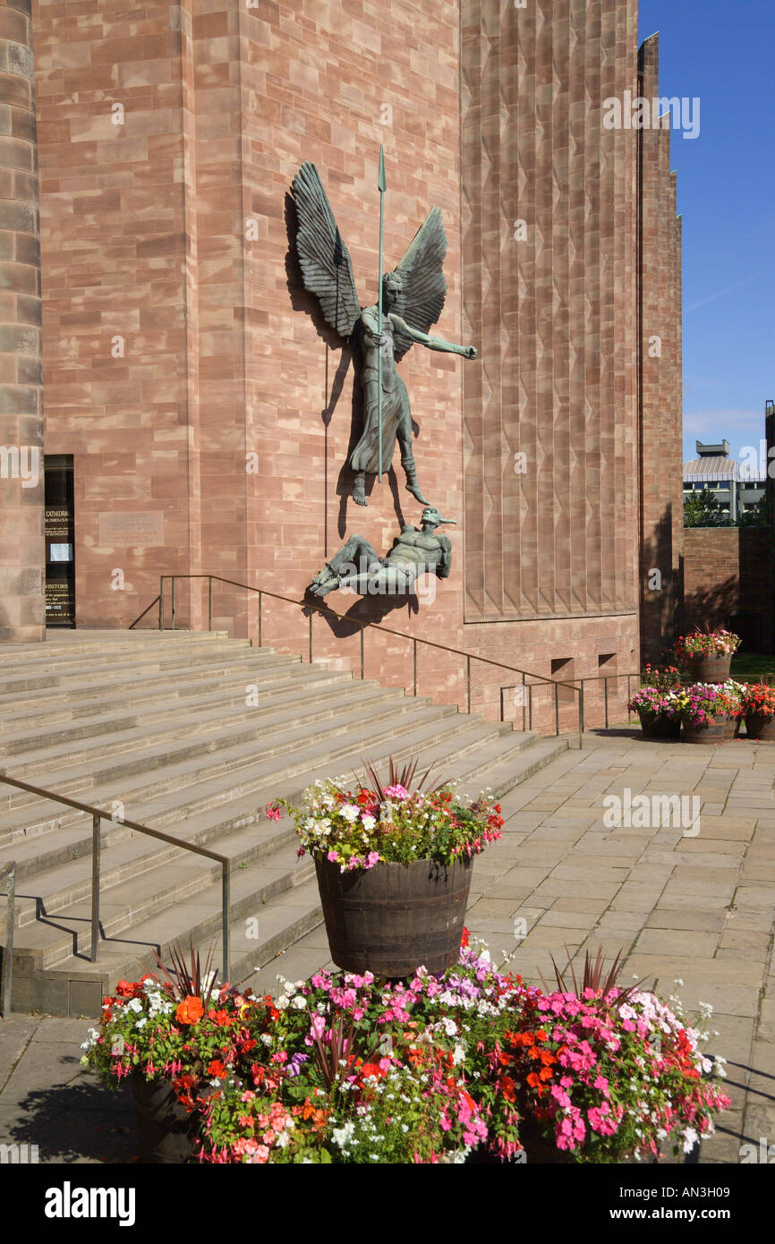 Statue of St Michael and the Devil The New Coventry Cathedral West ...