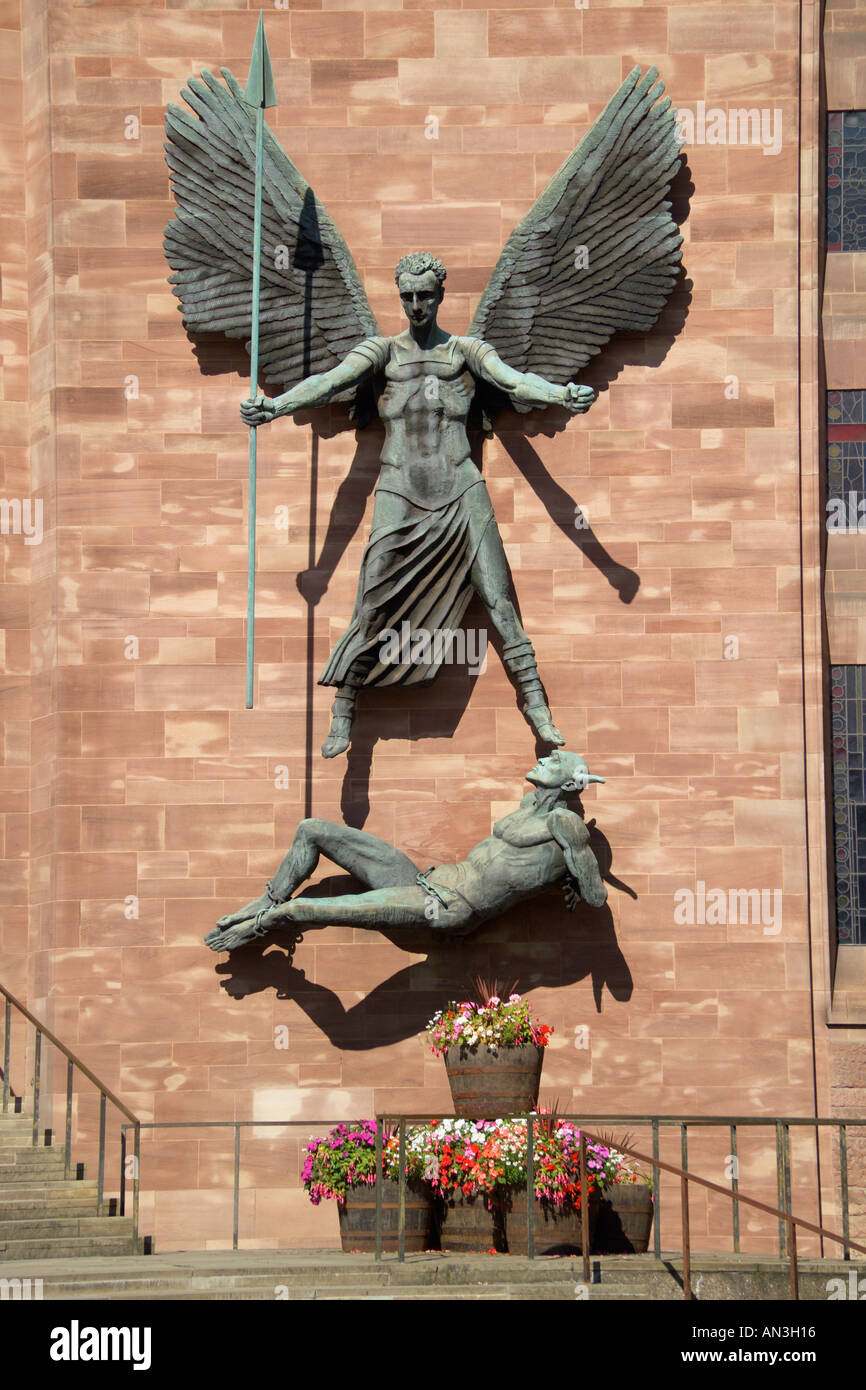 Statue of St Michael and the Devil The New Coventry Cathedral West ...