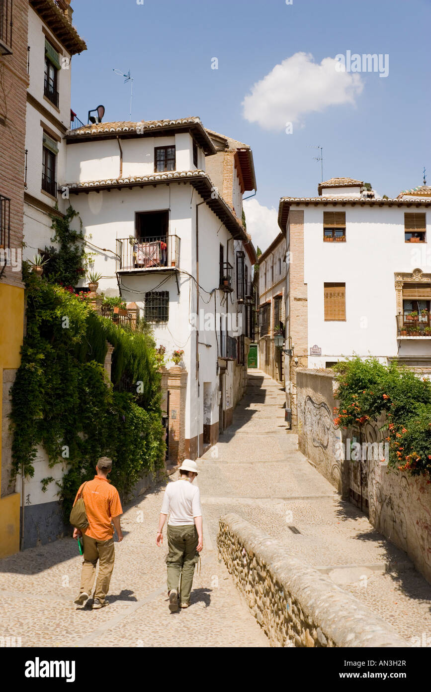 Granada Granada Province Spain Street scene in the Albayzin Stock Photo ...