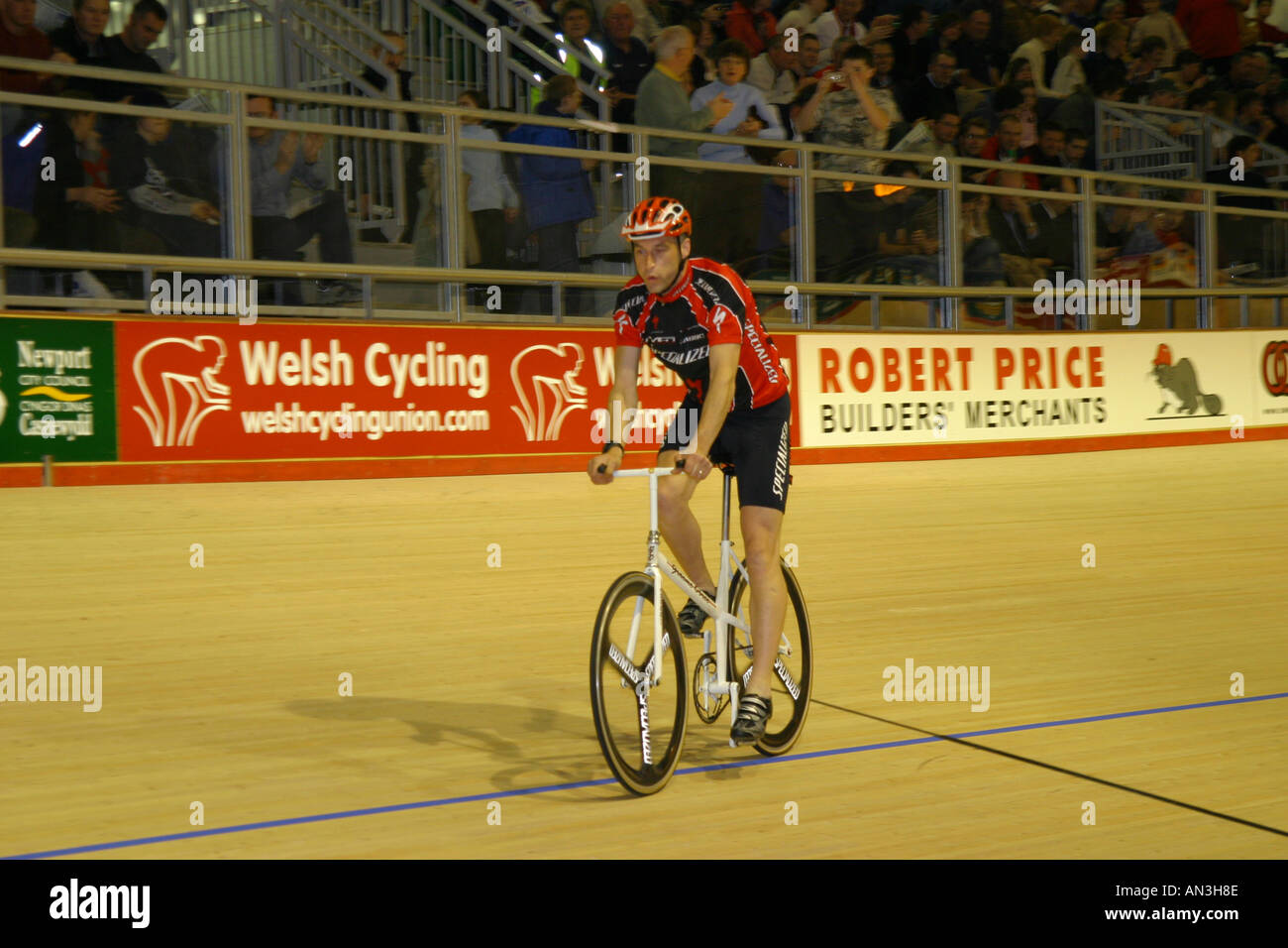 Graham Obree at opening of Newport Velodrome Wales giving demostration ...