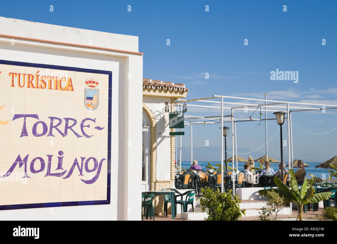 Torremolinos Malaga Province Costa del Sol Spain Tourists at beachside ...