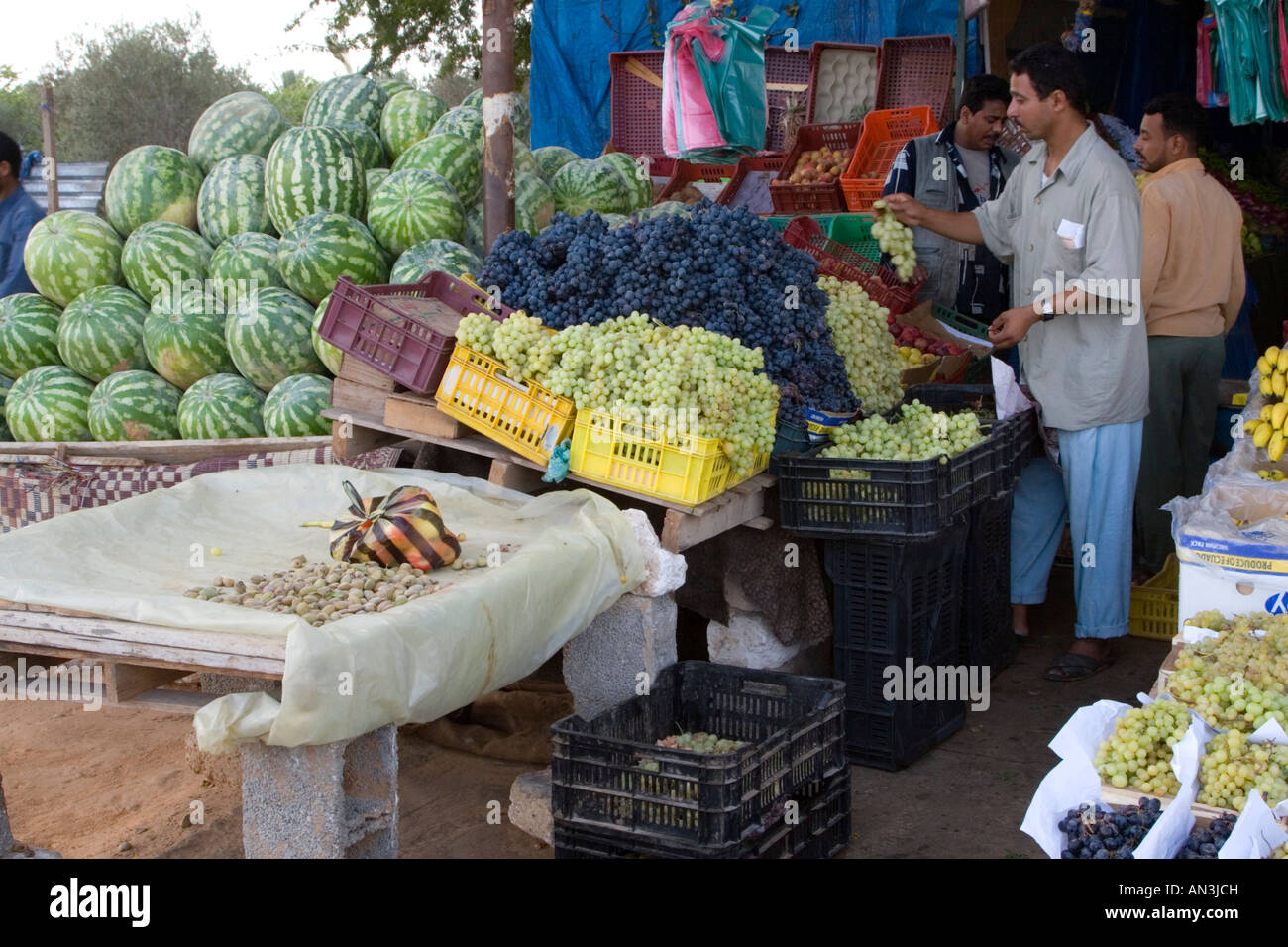Tripoli Libya Fruit Stand Grapes Watermelons Stock Photo - Alamy