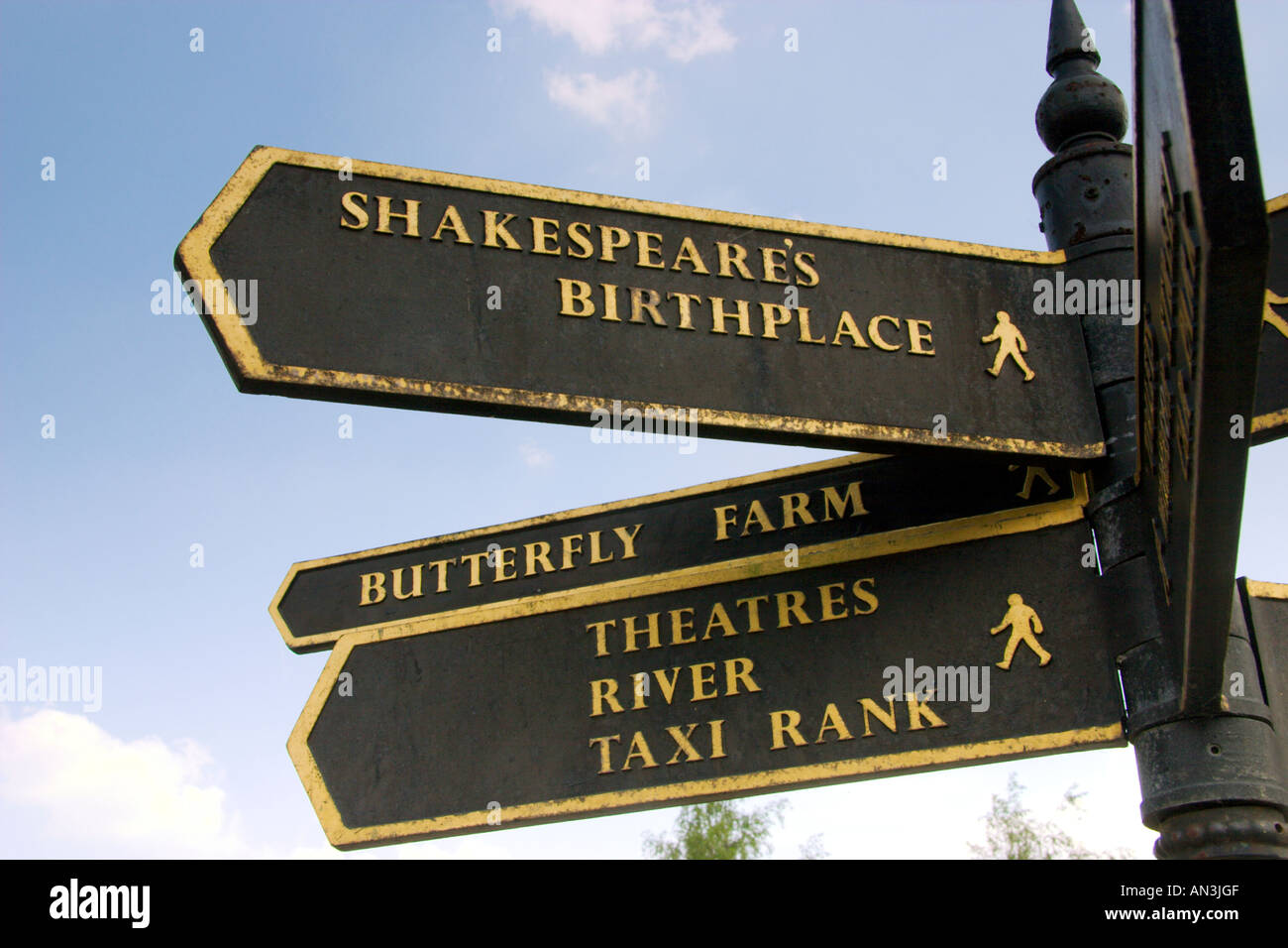 Sign posts to Shakespeare Birthplace Stratford-upon-Avon UK Stock Photo ...